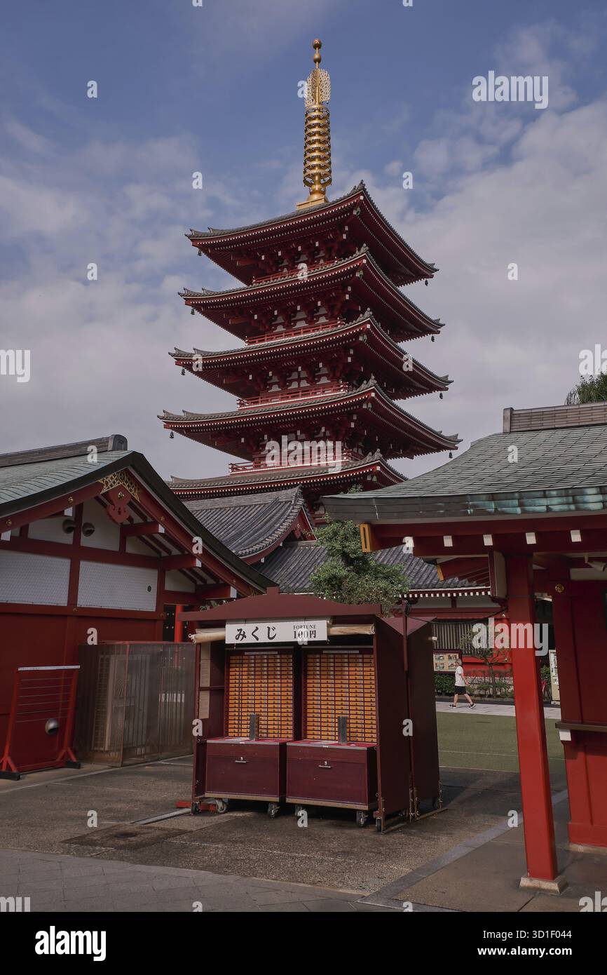 Red Pagoda in Senjo-ji Kannon Temple in Asakusa - Tokyo, Japan Stock ...