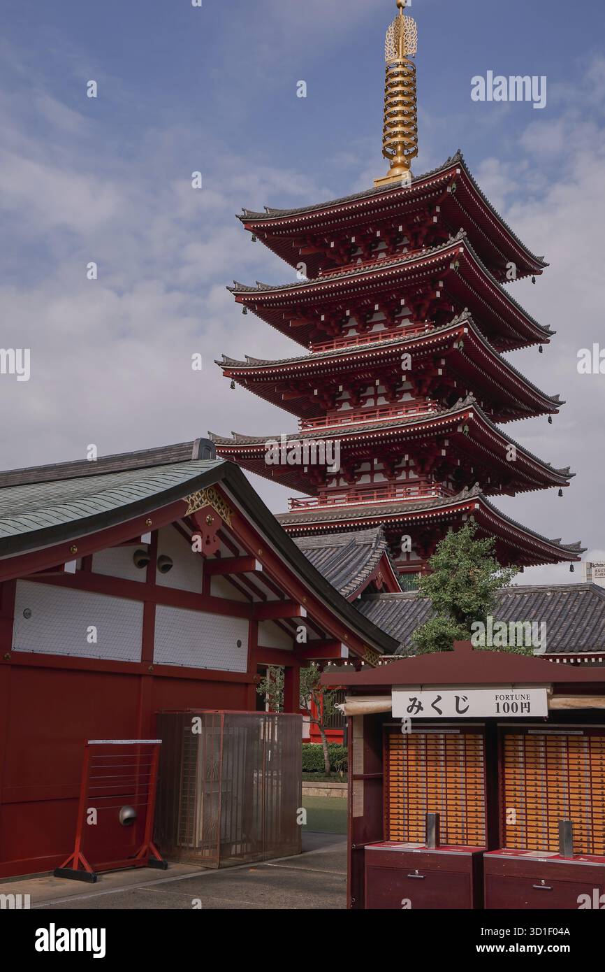 Red Pagoda in Senjo-ji Kannon Temple in Asakusa - Tokyo, Japan Stock ...
