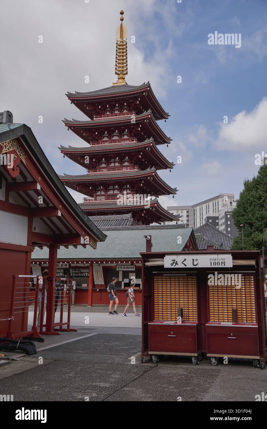 Red Pagoda in Senjo-ji Kannon Temple in Asakusa - Tokyo, Japan Stock ...