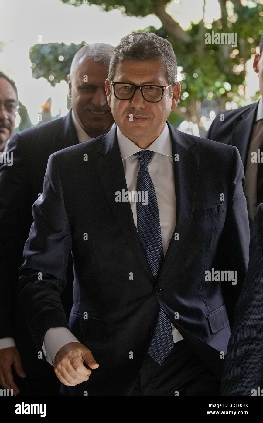 Egypt's intelligence chief Hassan Rashad arrives to meets with the ...