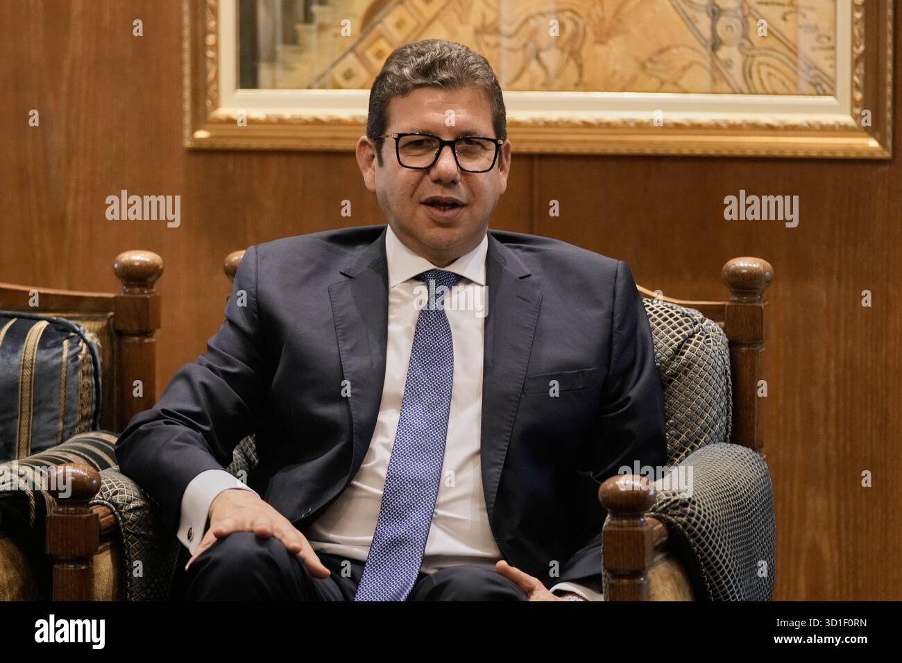 Egypt's intelligence chief Hassan Rashad attends his meeting with the ...