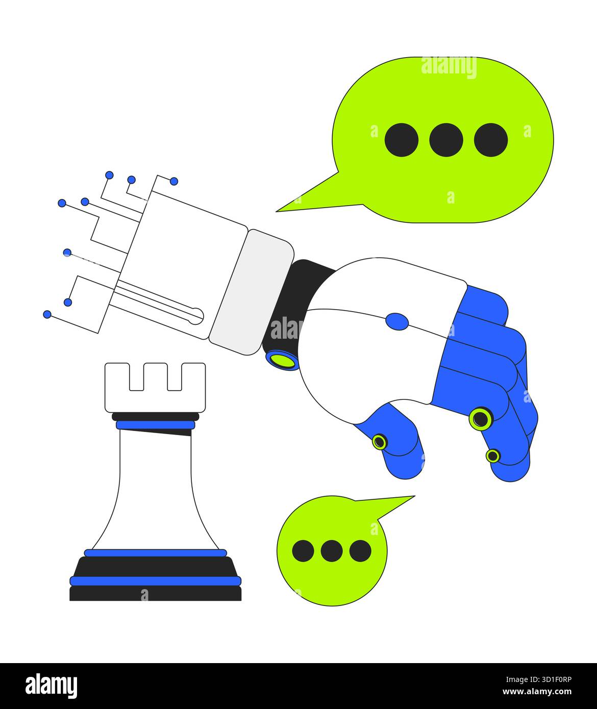 Robot chess strategy communication 2D cartoon objects set Stock Vector ...
