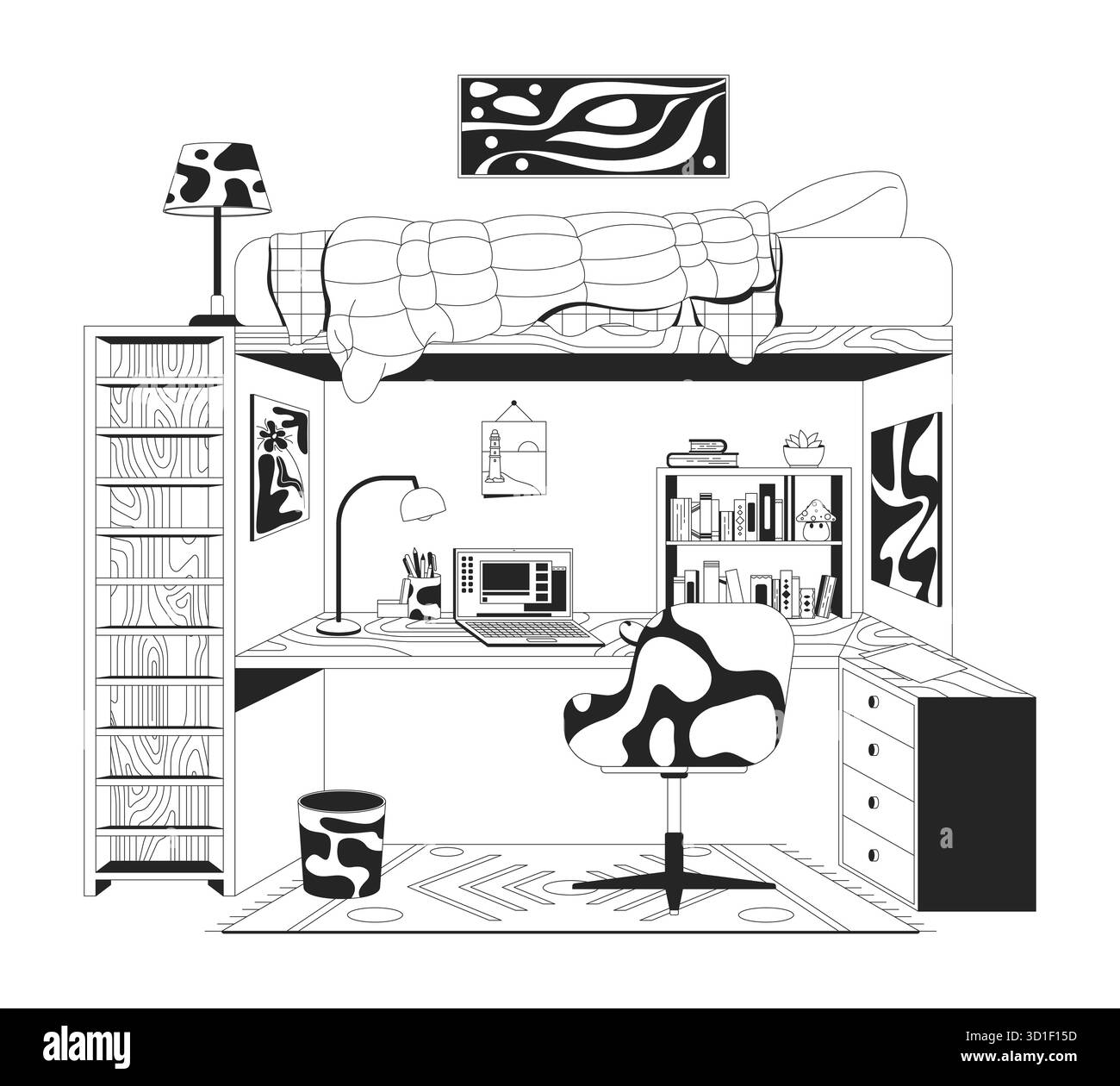 Loft apartment bed Cut Out Stock Images & Pictures - Alamy