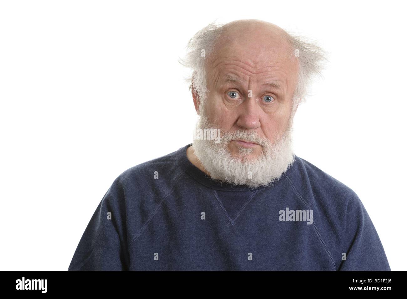 Calm and sad depressing old bald man isolated portrait isolated on ...