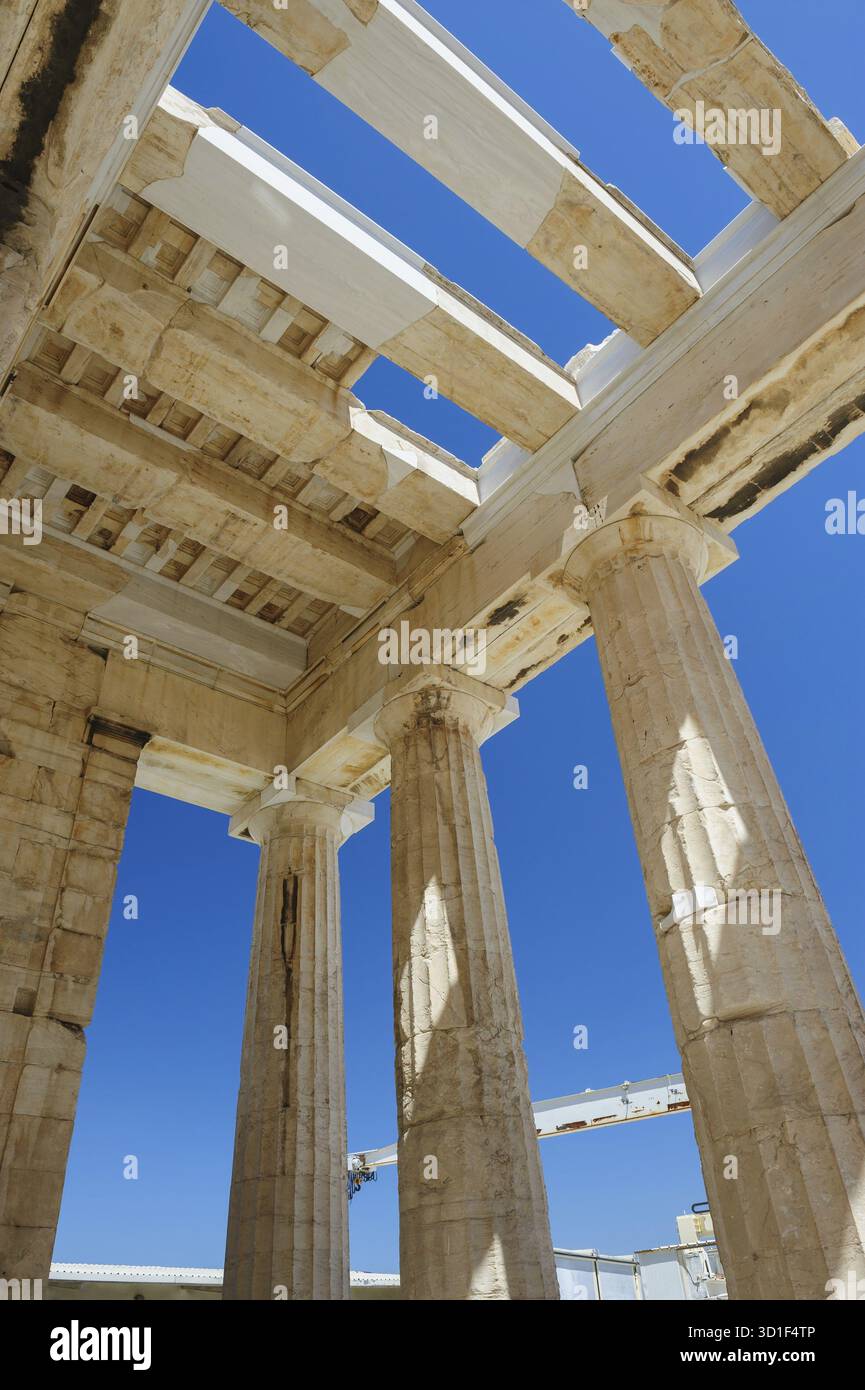 Fragment of the Parthenon, an archaic temple located on the Acropolis ...