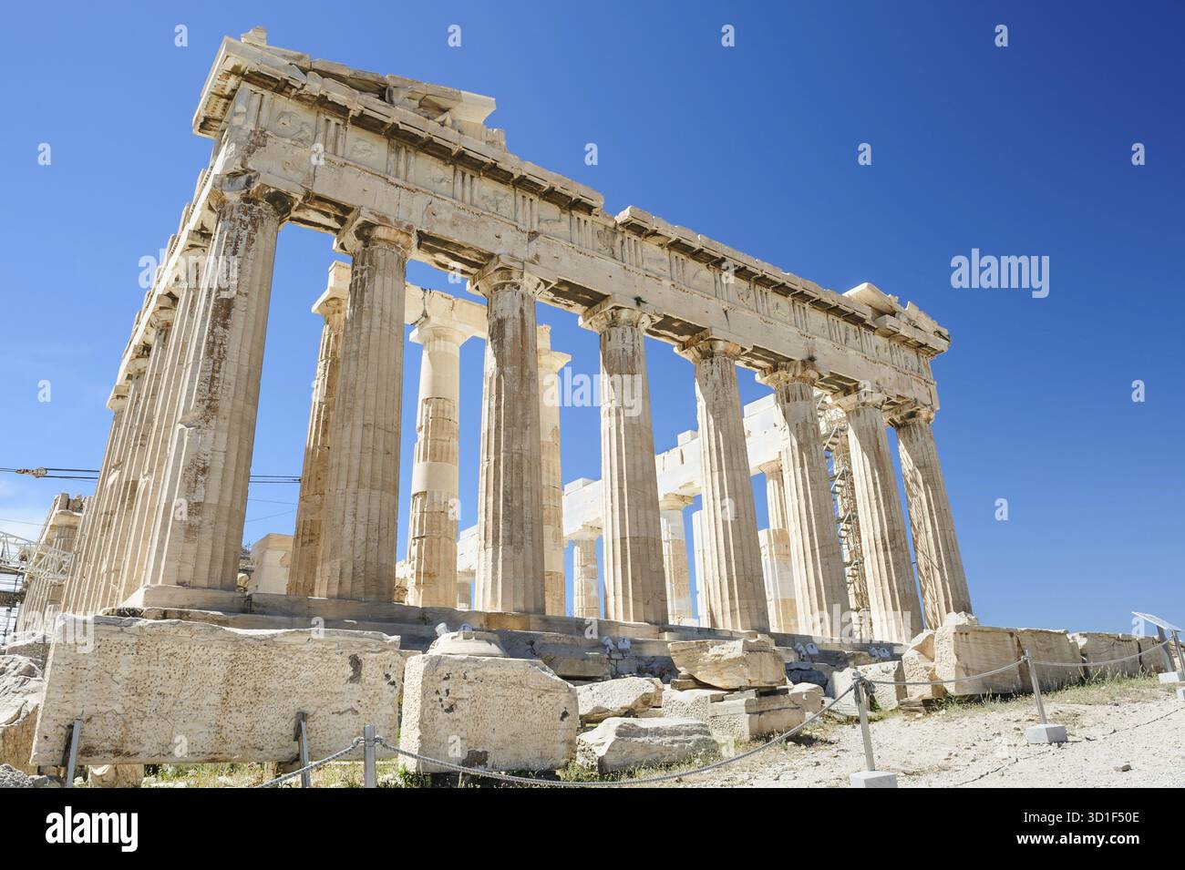 Fragment of the Parthenon, an archaic temple located on the Acropolis ...