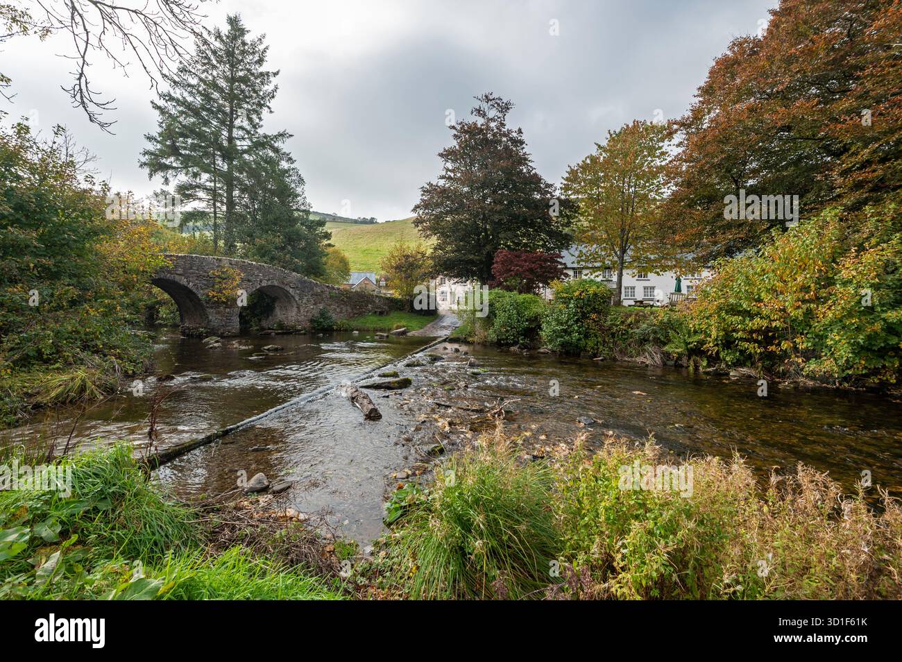 A 17th century stone-arch "Badgworthy Water bridge" spanning the ...