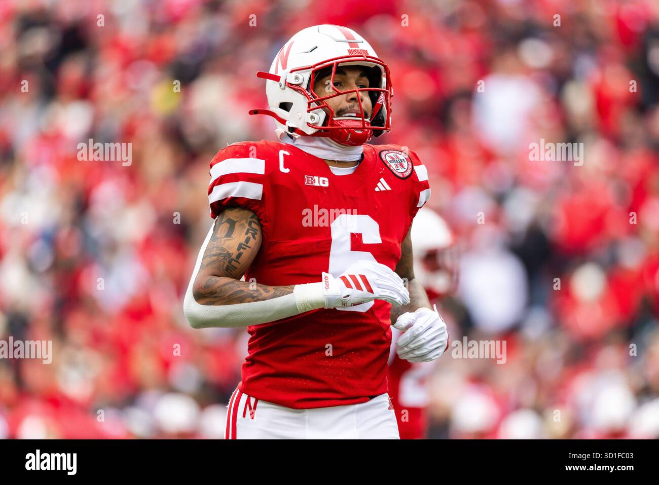 Nebraska wide receiver Dane Key (6) lines up for a play against ...