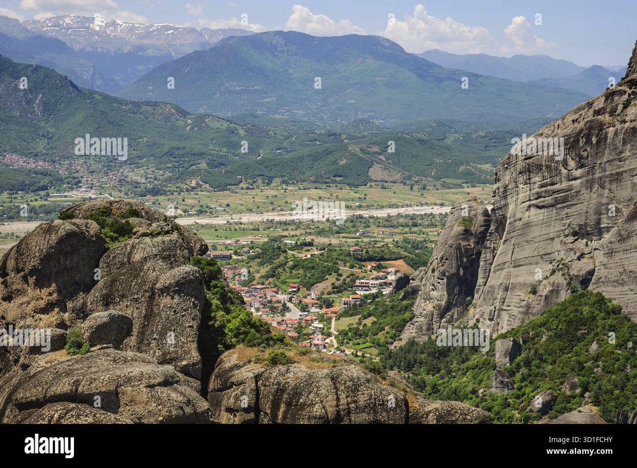 Kalabaka town bird view from the Meteora rocks, Greece Stock Photo - Alamy