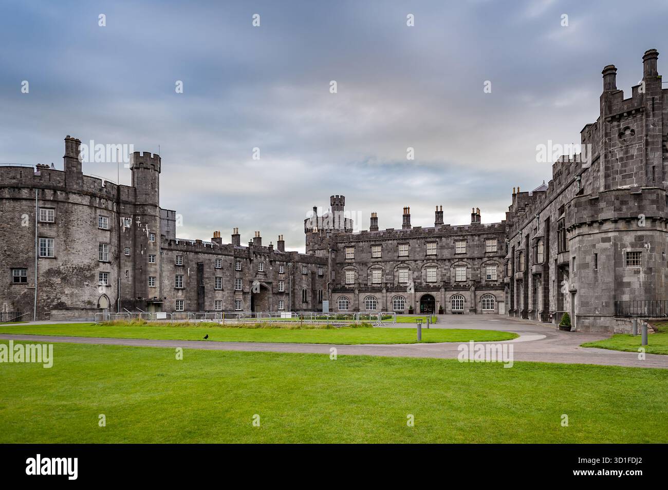 Facade of Kilkenny Castle, a historic landmark in the town of Kilkenny ...