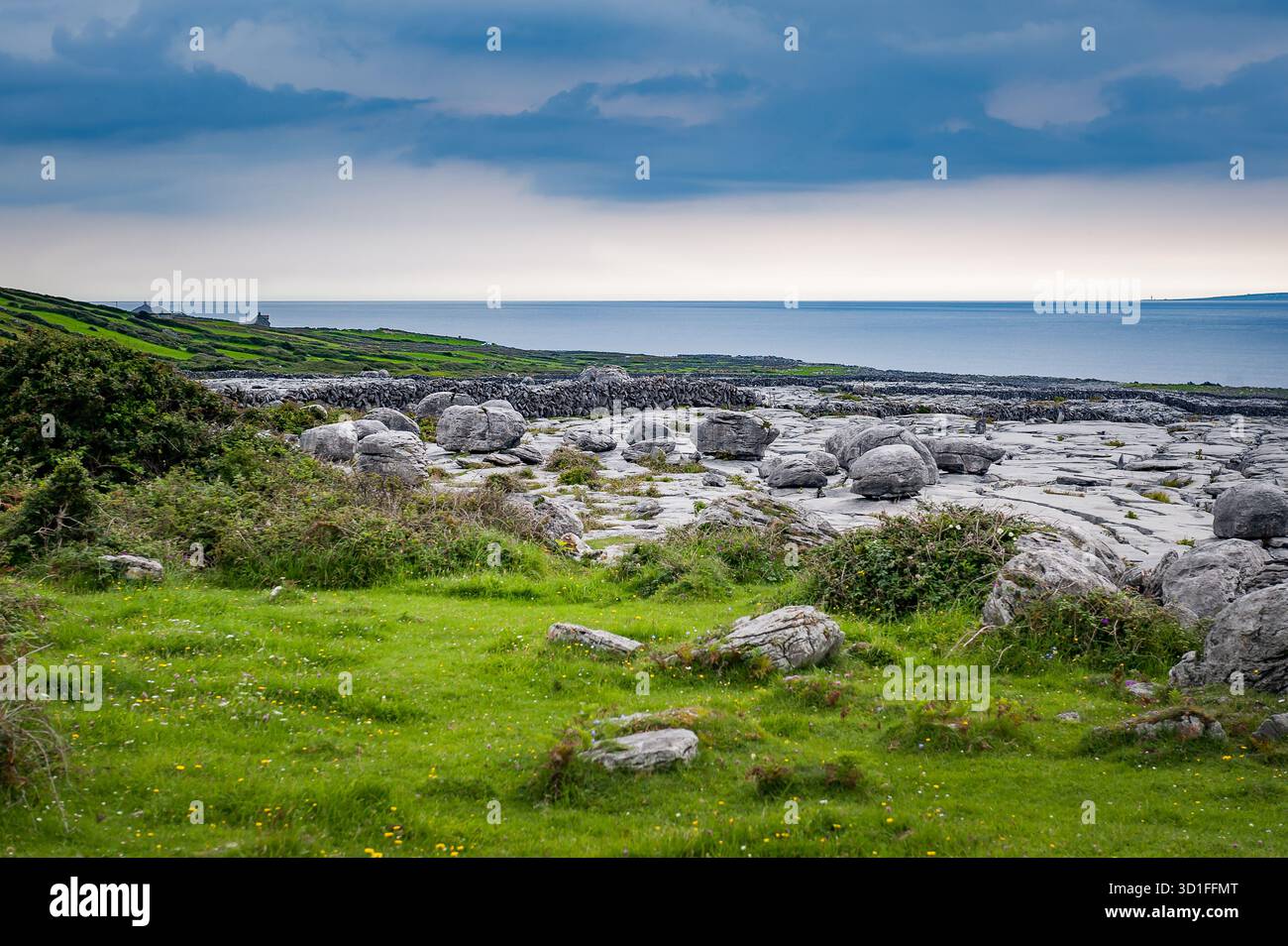 Limestone coast with ocean. Exposed karst limestone bedrock at the ...