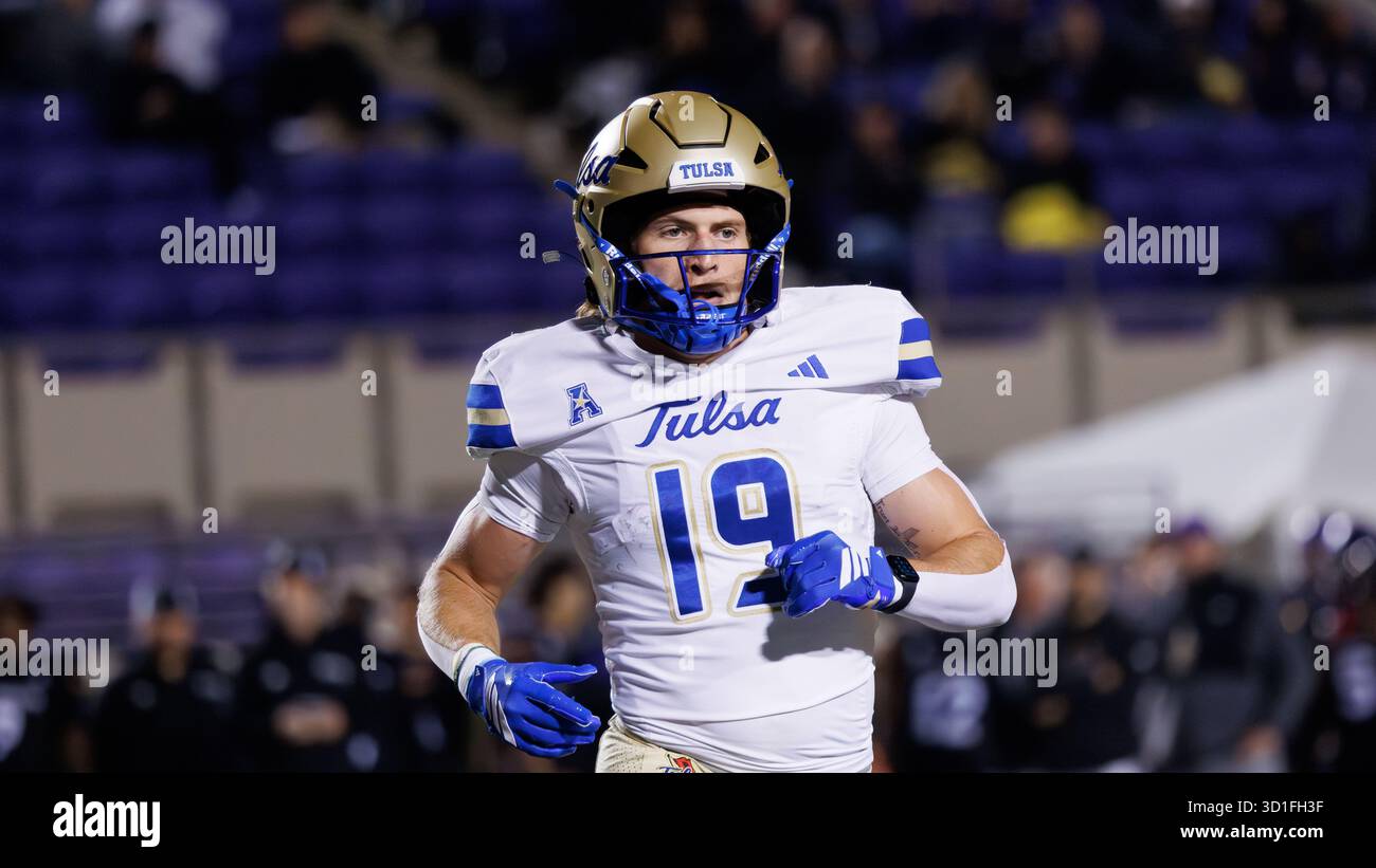 Tulsa's Grayson Tempest (19) runs a play during an NCAA college ...
