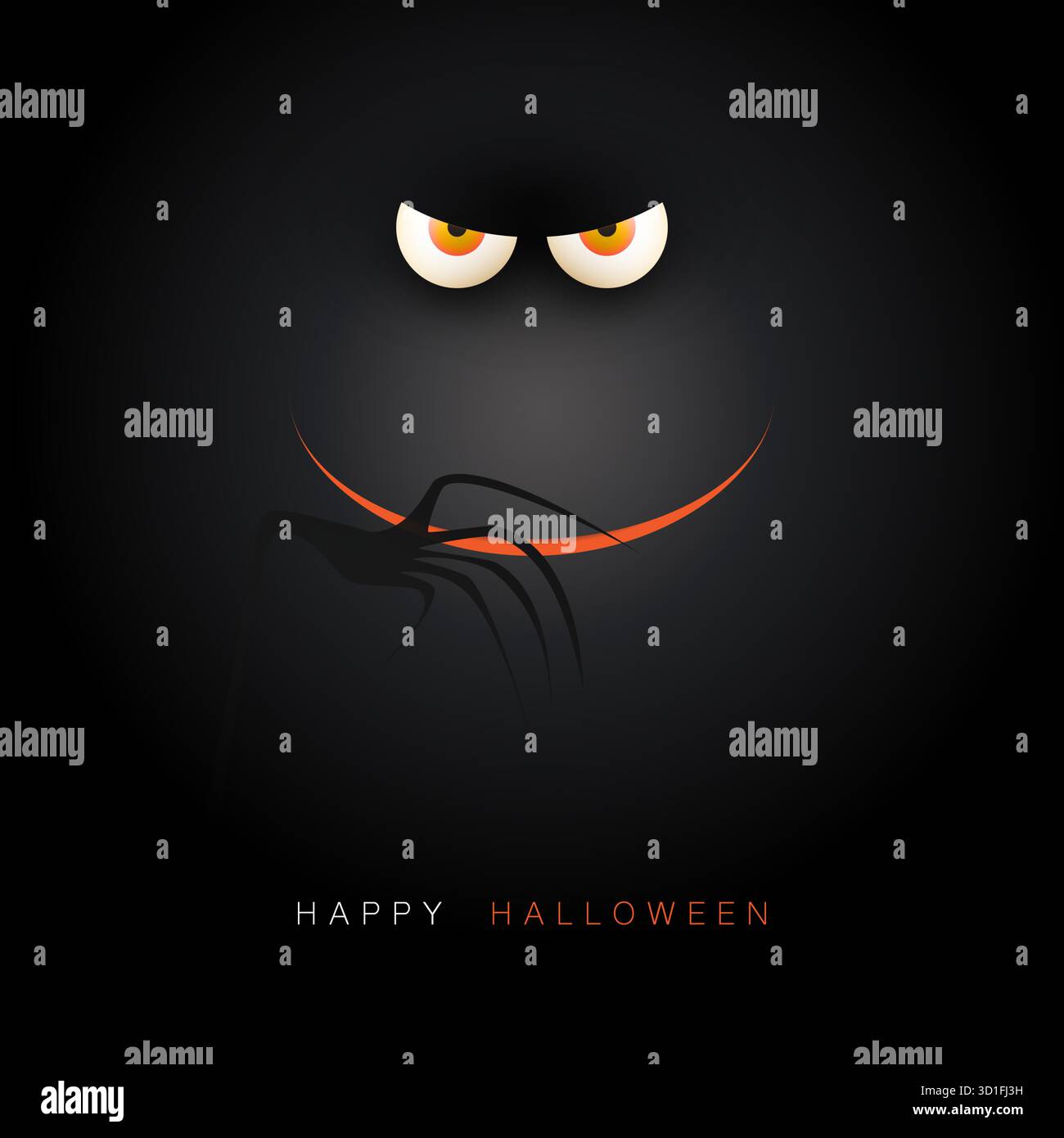 Happy Halloween Card, Flyer or Poster Template - Creepy Face with Scary ...