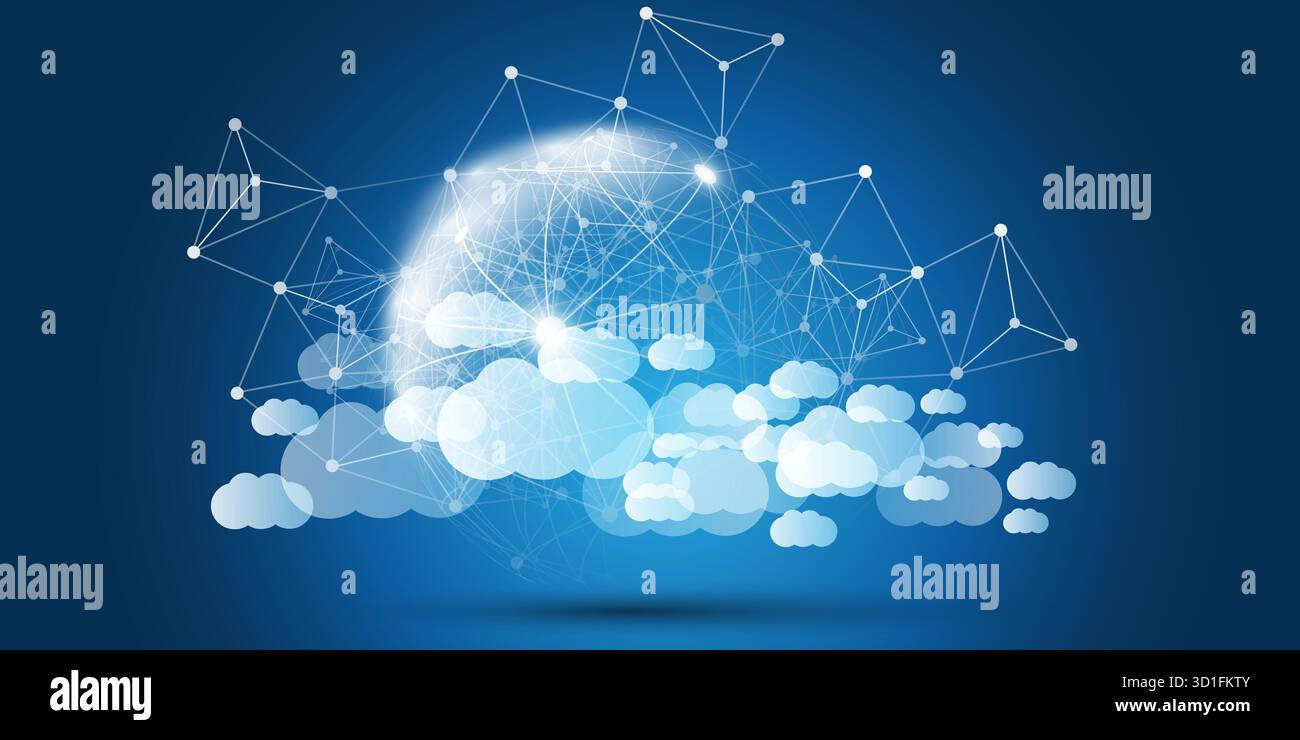 Dark Blue and White Cloud Computing Design Concept with Transparent ...