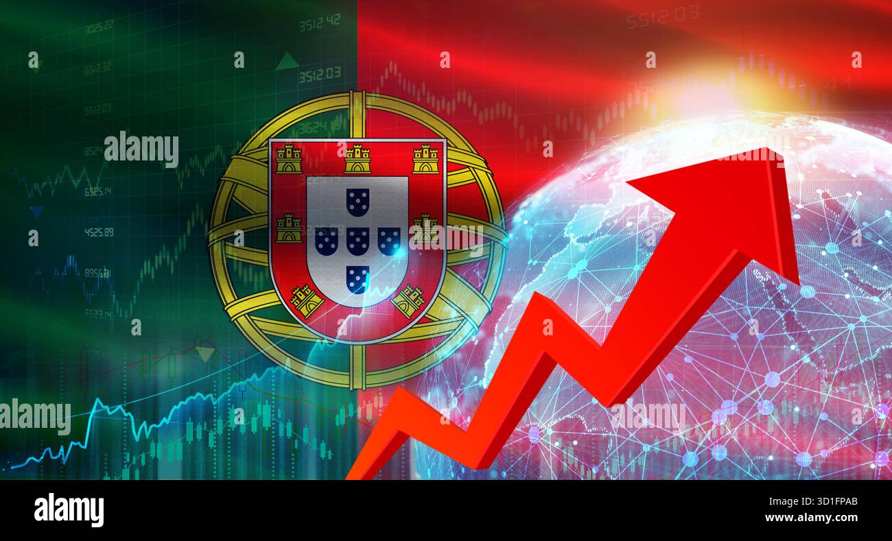 Global financial growth with Portugal flag. Financial growth with ...