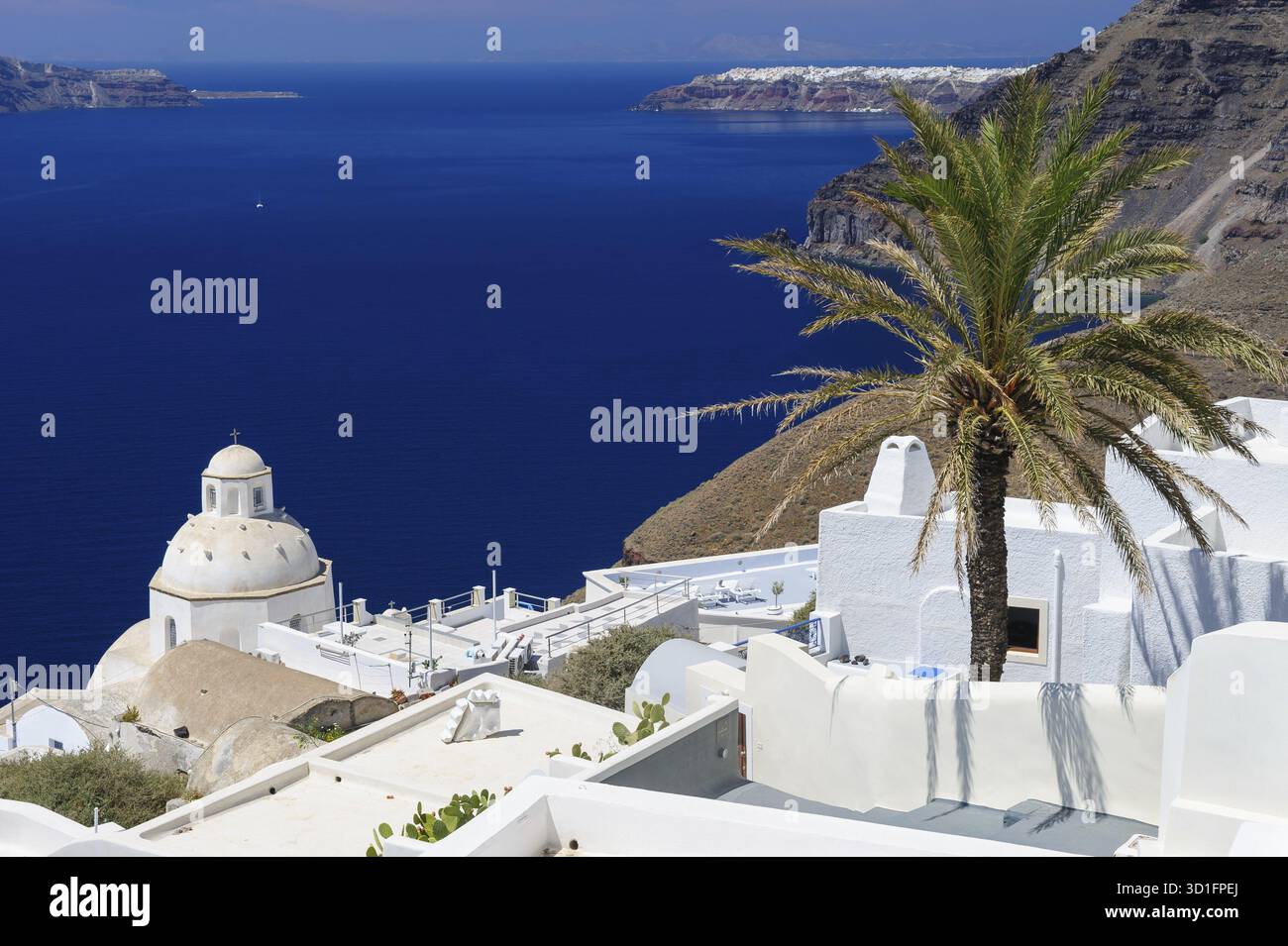 Luxury decks and patios of Fira, Santorini, Greece Stock Photo - Alamy