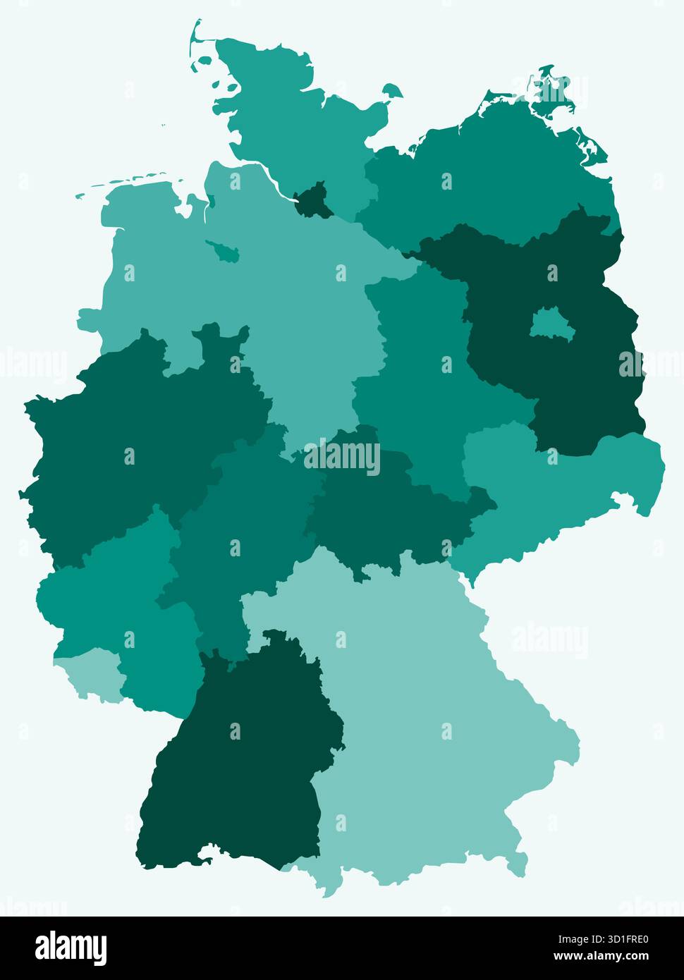 Map of Germany with regions. Just a simple country border map with ...