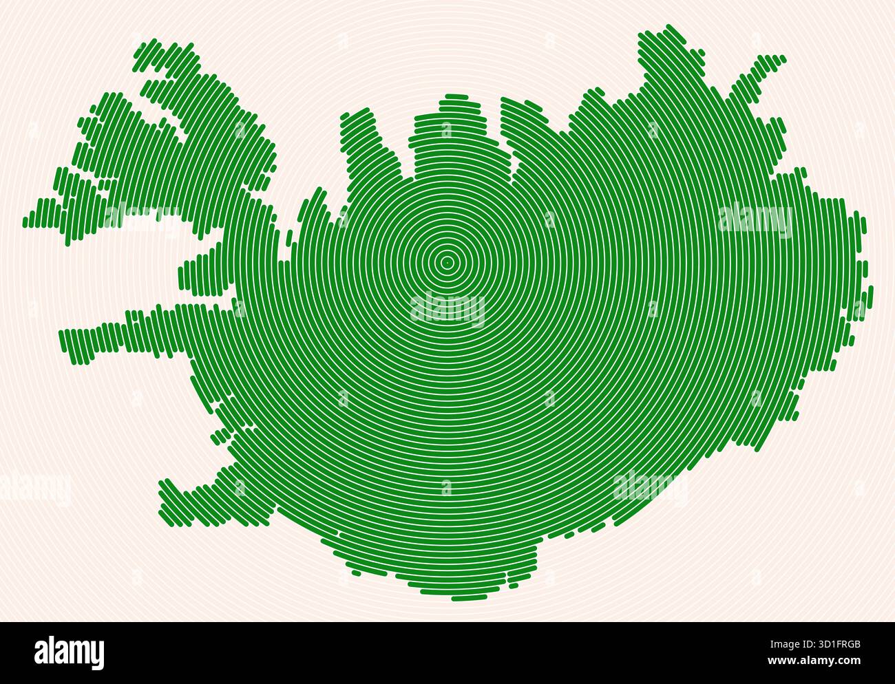 Iceland shape rings. Country map formed by stacked circles. Iceland ...