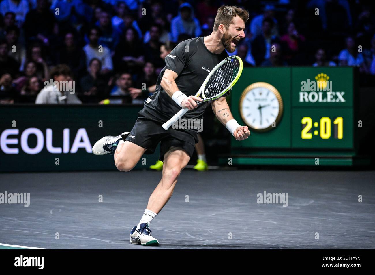 Corentin MOUTET of France celebrates his point during the second day of ...