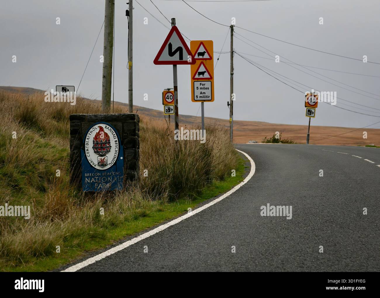 Road signs for traffic at the entrance to the Black Mountain in The ...