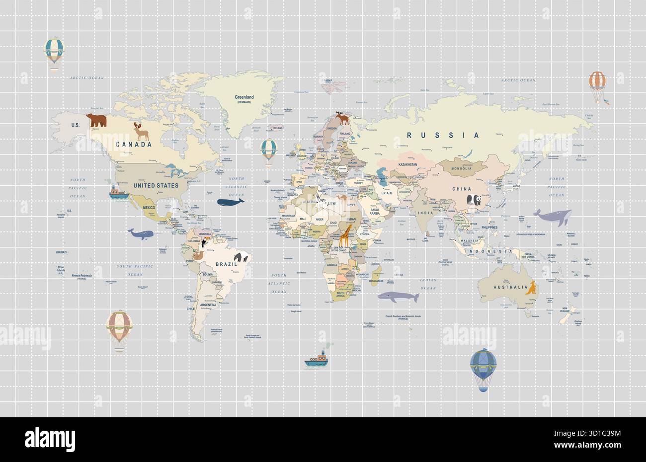 World map for kids hi-res stock photography and images - Alamy