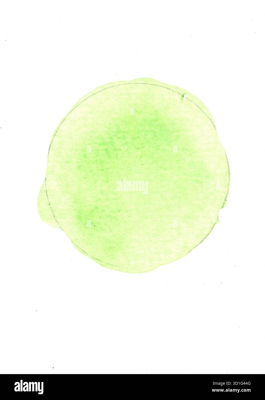 A painted circle in watercolour with a pencil outline on a white background Stock Photo - Alamy