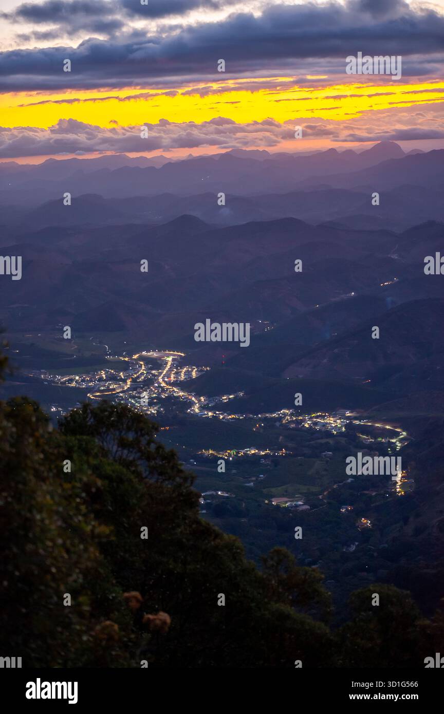 The town of Alto Caparaó at sunset as seen from the Tronqueira ...
