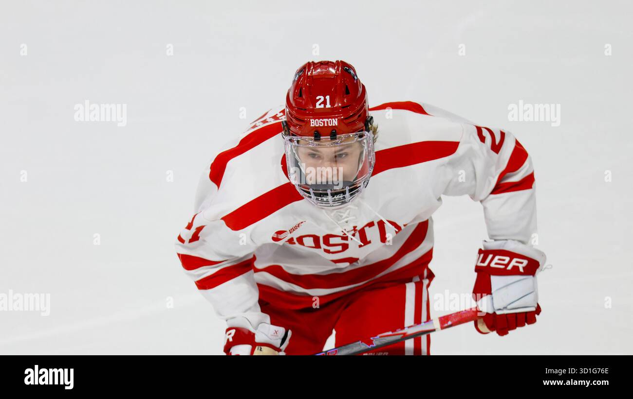 Boston University forward Ryder Ritchie (21) skates during the second ...