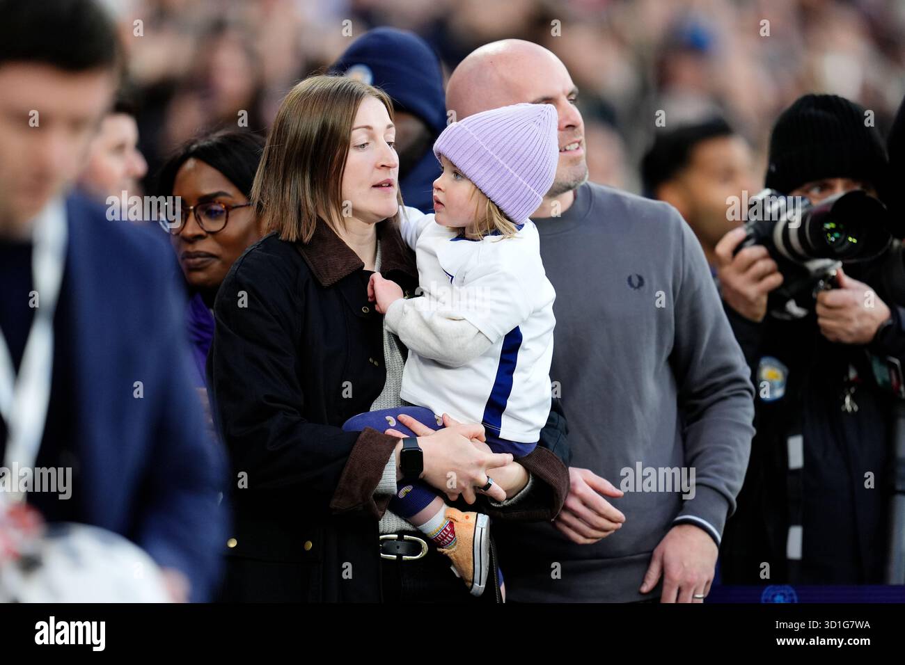 England's Ellen White with her daughter and husband Callum Convery ...