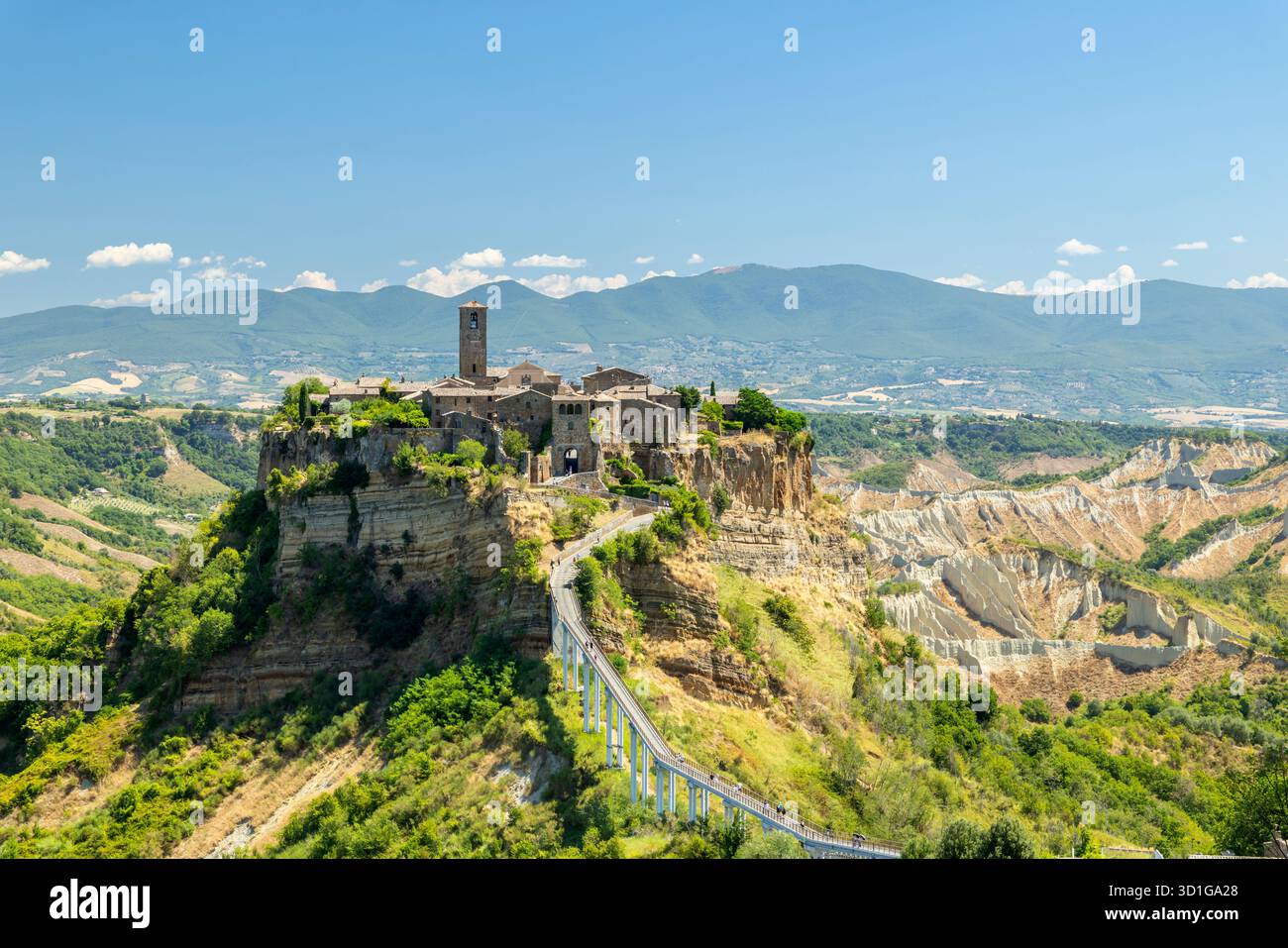 Civita di Bagnoregio, an ancient village, sits on a tuff cliff ...