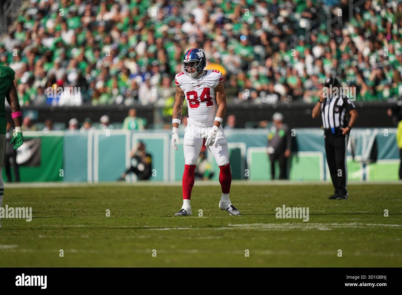 New York Giants' Theo Johnson in action during an NFL football game on ...
