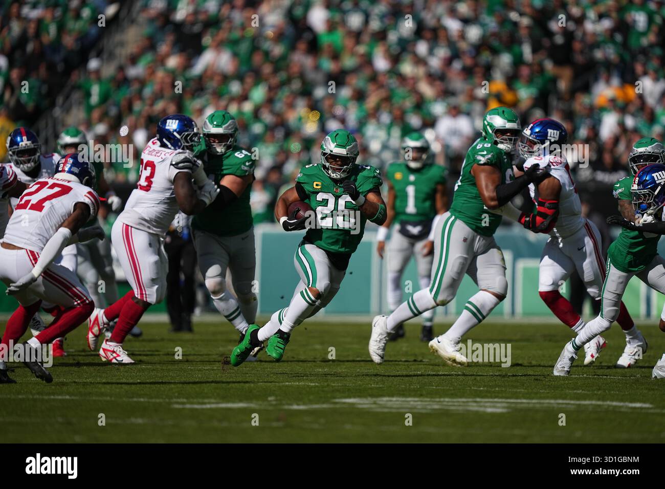Philadelphia Eagles running back Saquon Barkley in action during an NFL ...