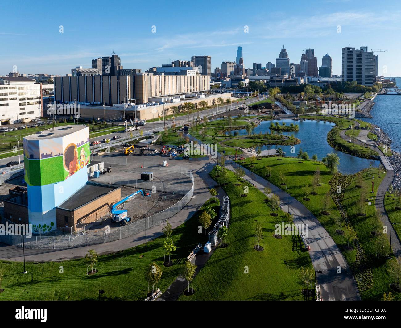 Work continues on Ralph C. Wilson Centennial Park in Detroit, Wed., Oct ...