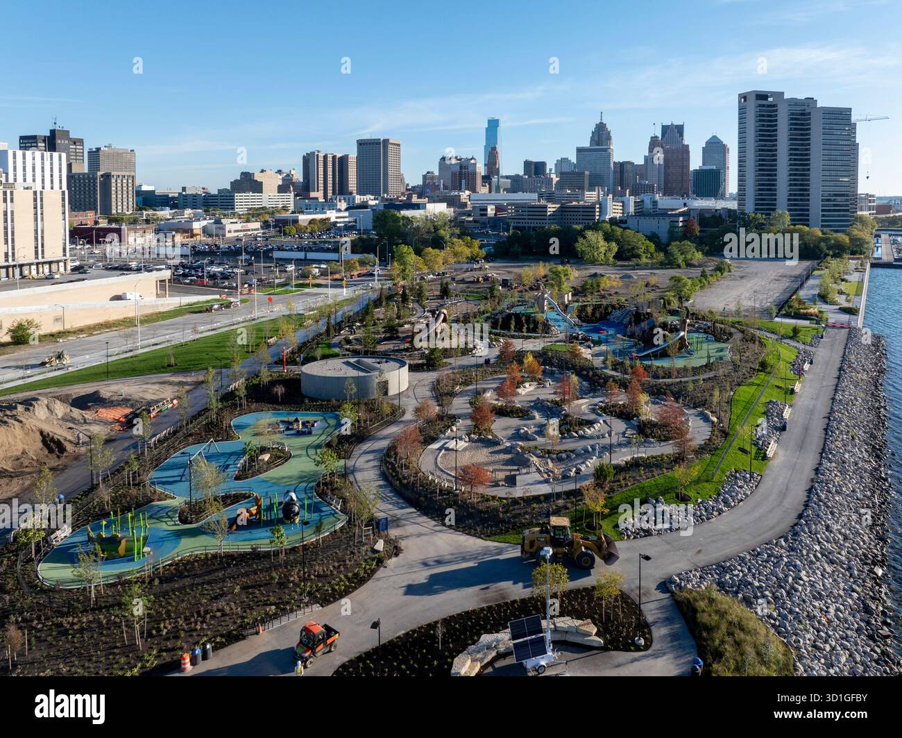 Work continues on Ralph C. Wilson Centennial Park in Detroit, Wed., Oct ...