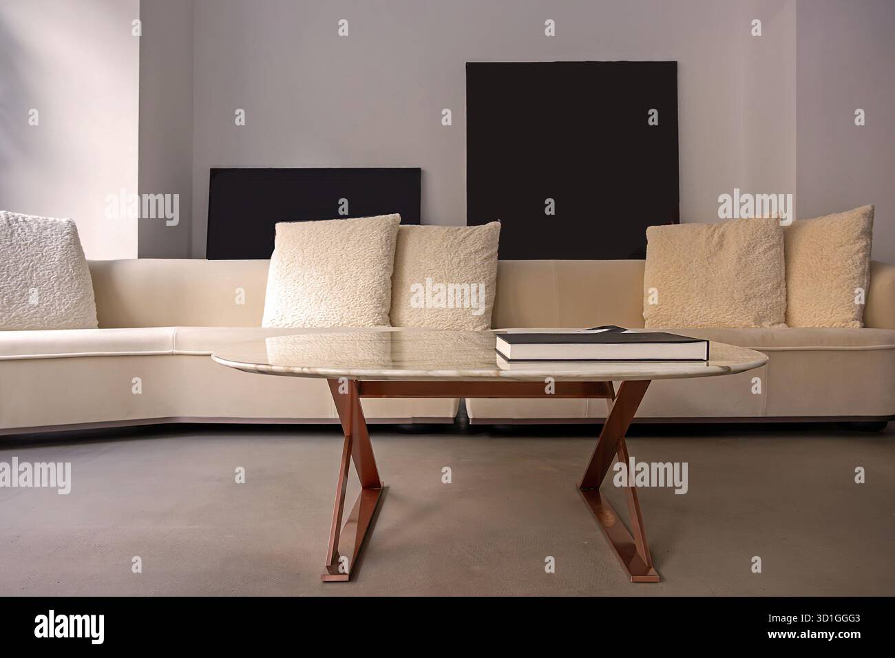 Living room interior with modern furniture couch and table details ...