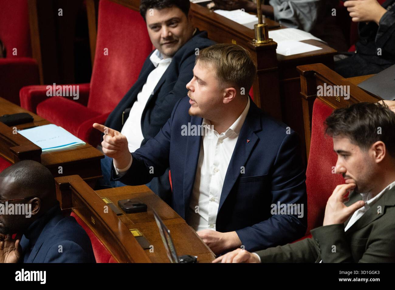 LFI deputy Louis Boyard during a session of questions to the government ...
