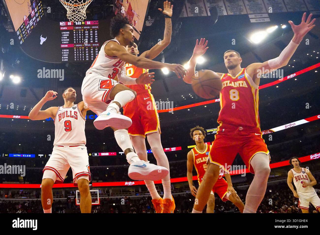 Chicago Bulls guard Tre Jones (30) passes the ball against the Atlanta ...