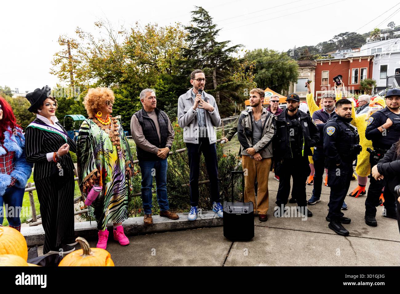 State Sen. Scott Wiener, center, speaks during an annual pumpkin ...