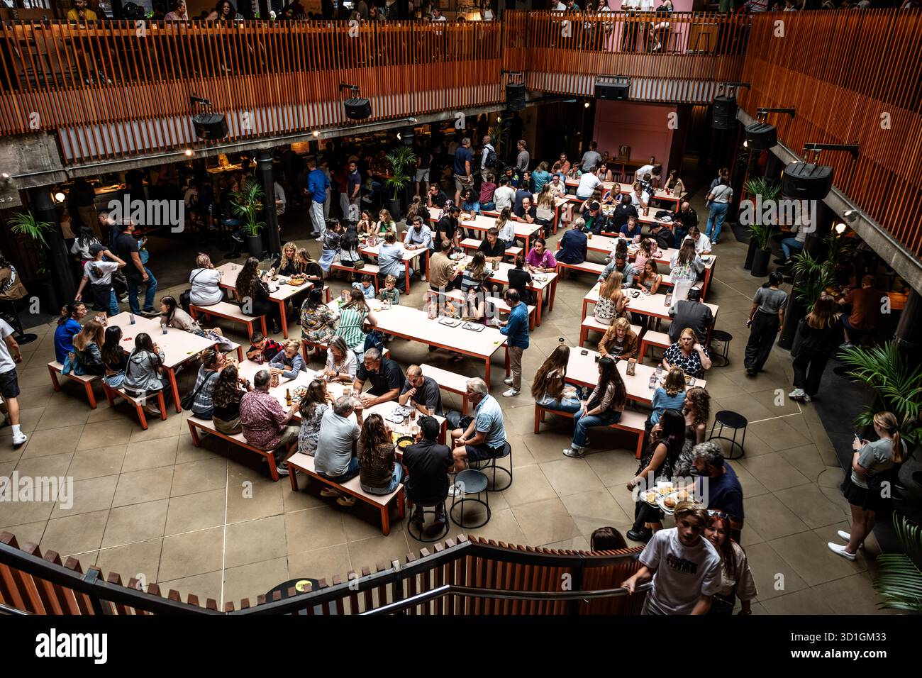Bustling Indoor Food Hall with Communal Dining in London Stock Photo ...