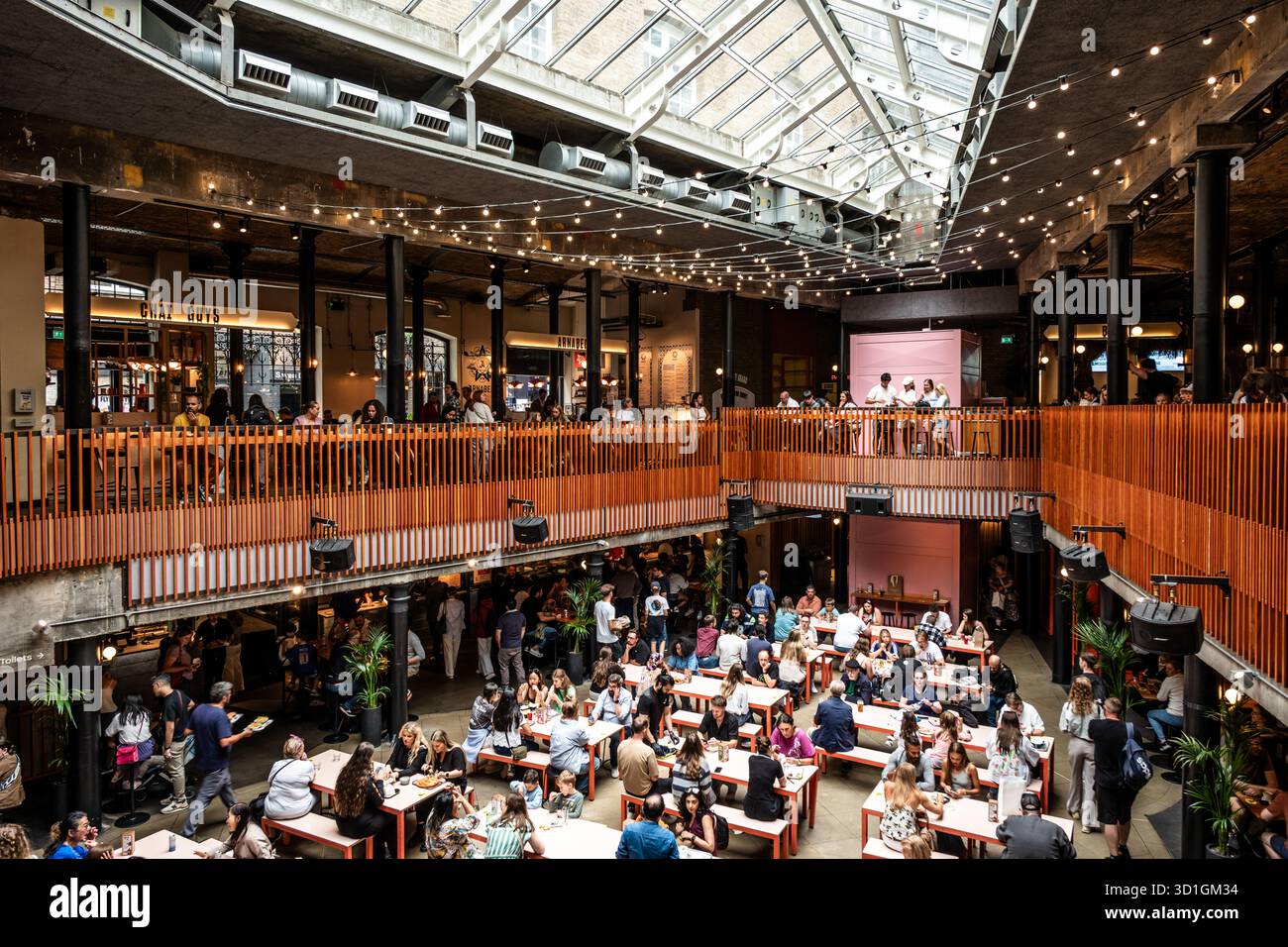 Bustling Indoor Food Hall with Communal Dining in London Stock Photo ...