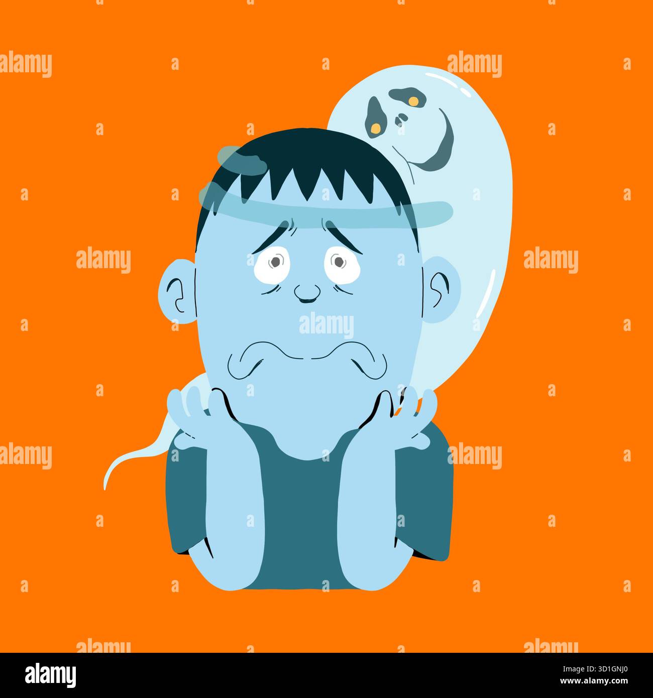 Haunted Mind Illustration. a ghost hugging a person as a metaphor for ...