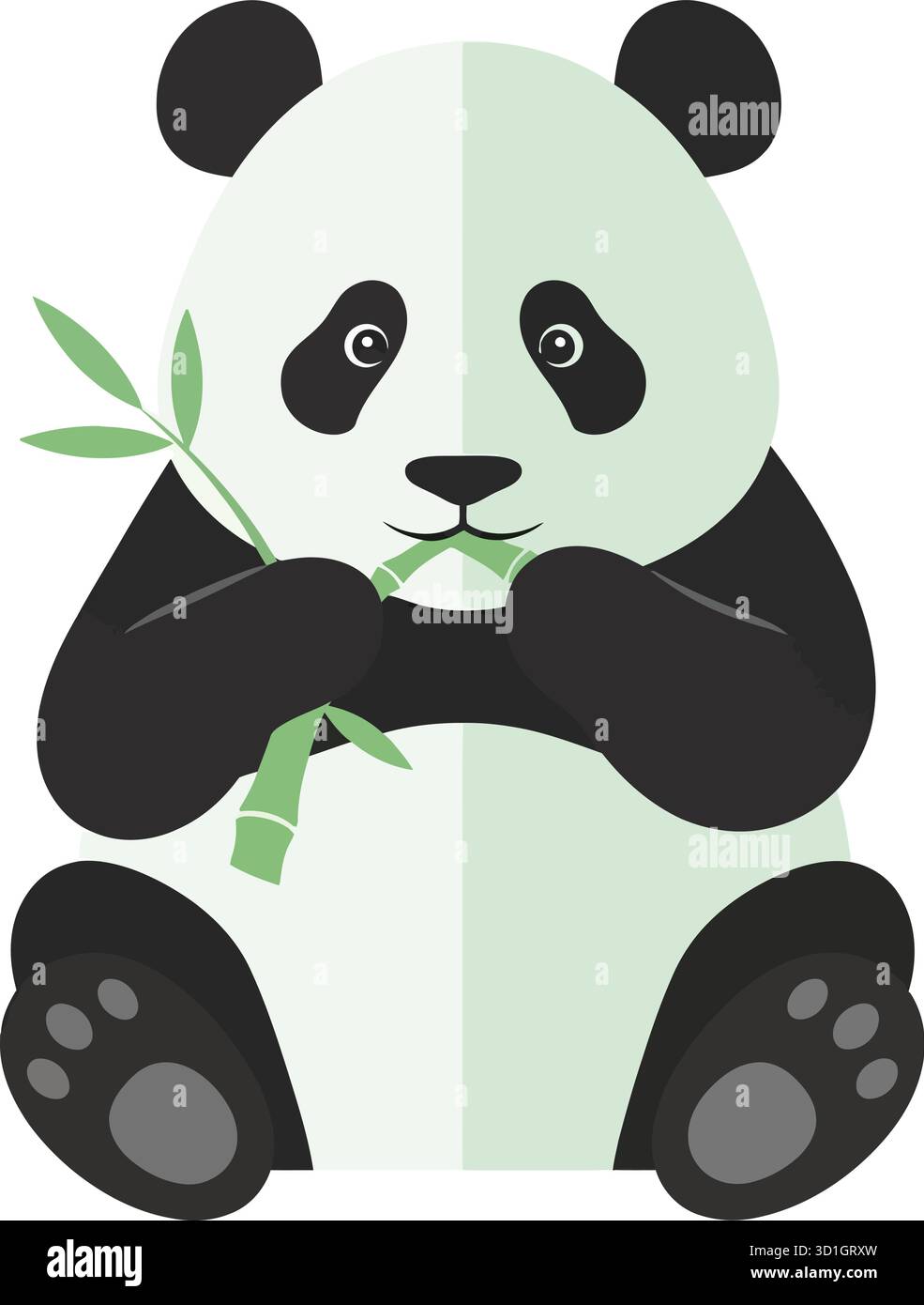 Cute Cartoon Panda Holding Bamboo – Playful Wildlife Character for Kids ...