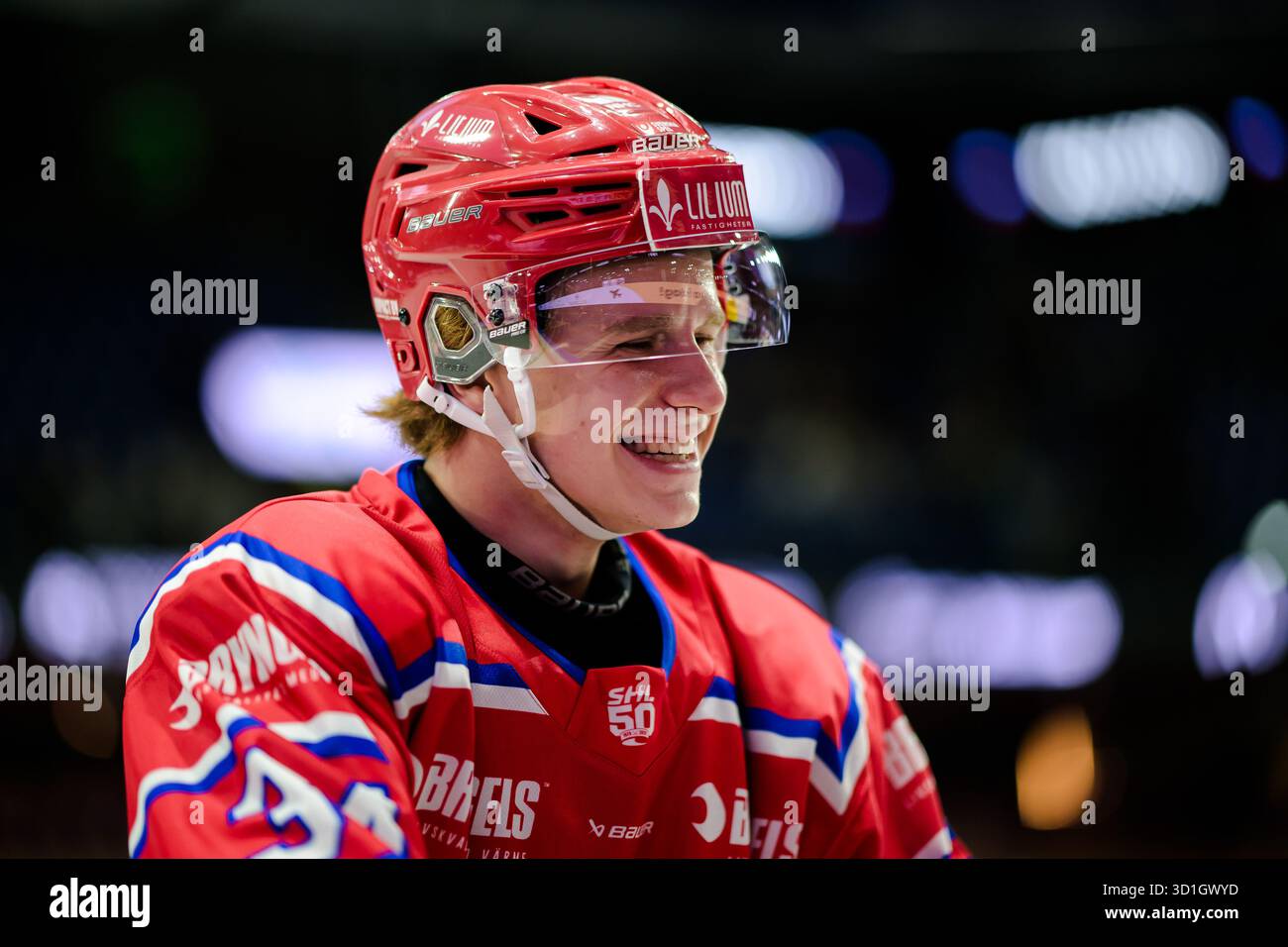 251028 Timrås Alfons Freij under värmningen inför ishockeymatchen i SHL ...