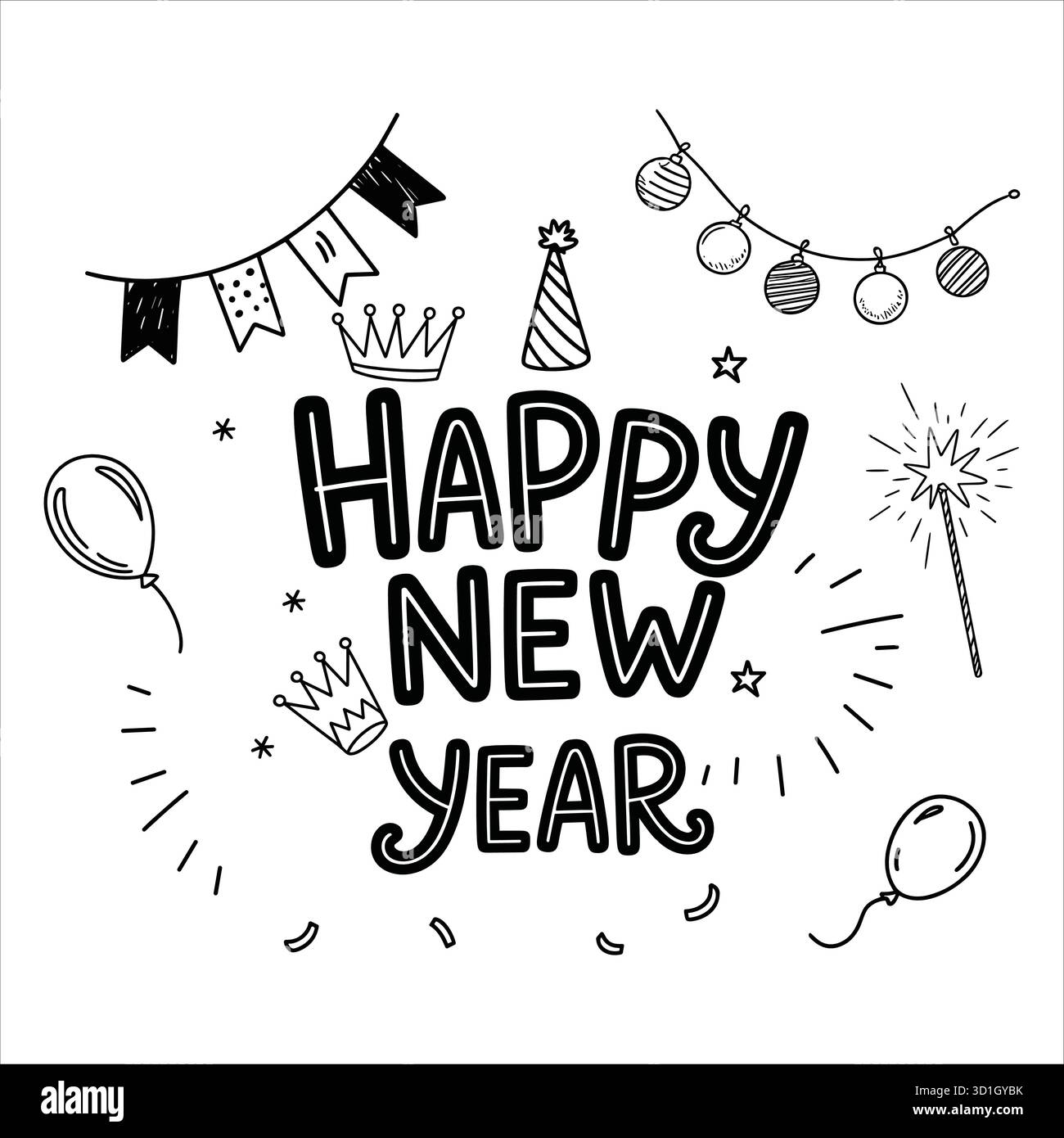 Happy new year greeting 2026 Black and White Stock Photos & Images - Alamy