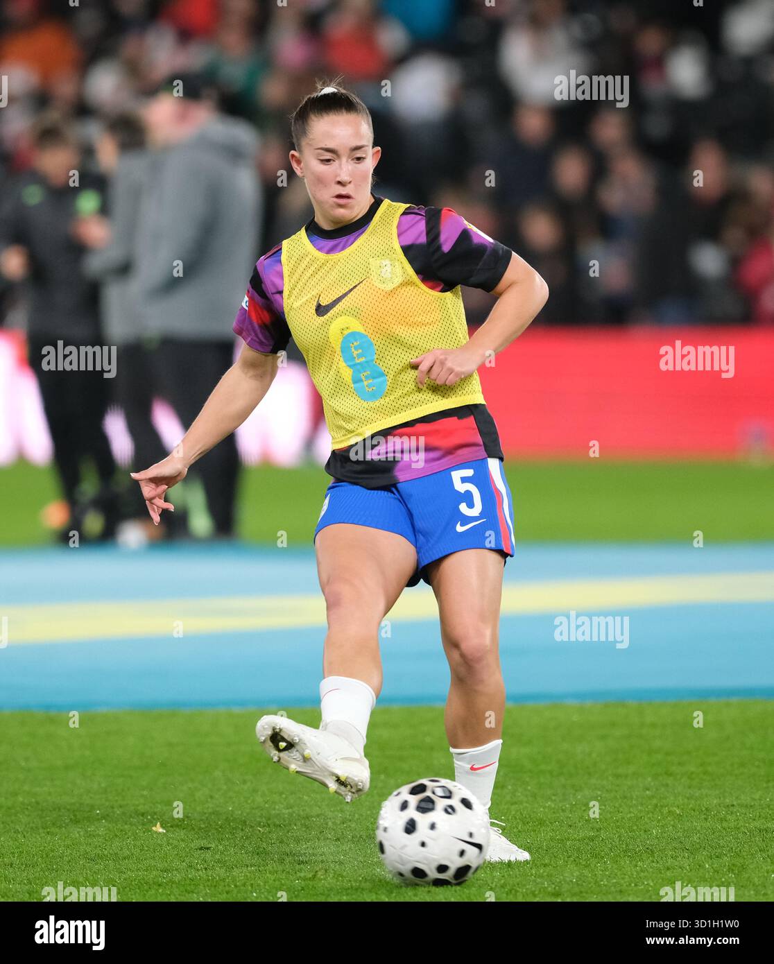 Maya Le Tissier of England during the pre-match warm-up during the ...