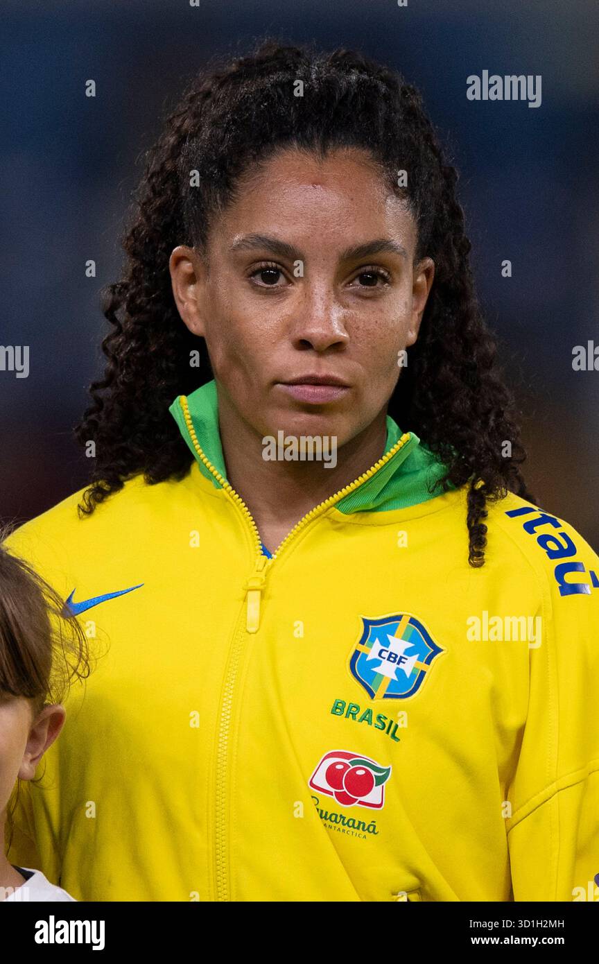Yasmim of Brazil during the anthems before the friendly match between ...