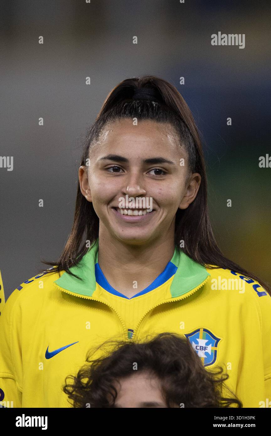 Mariza of Brazil during the anthems before the friendly match between ...