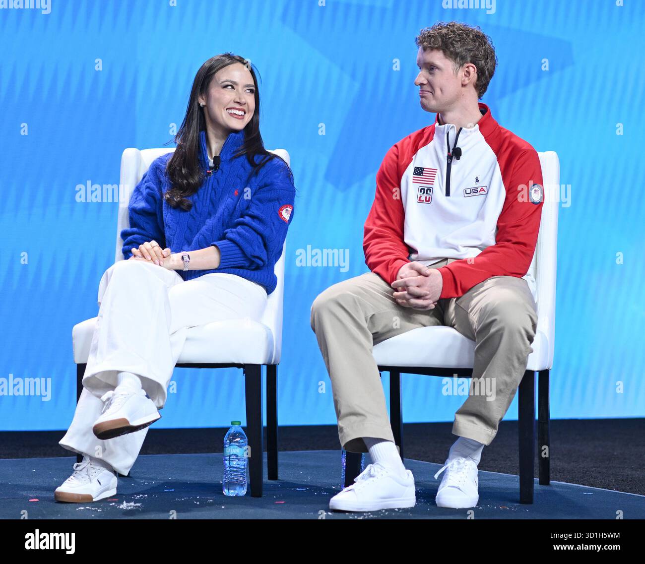 (L-R) Figure skating pair Madison Chock and Evan Bates attend the 'Team ...