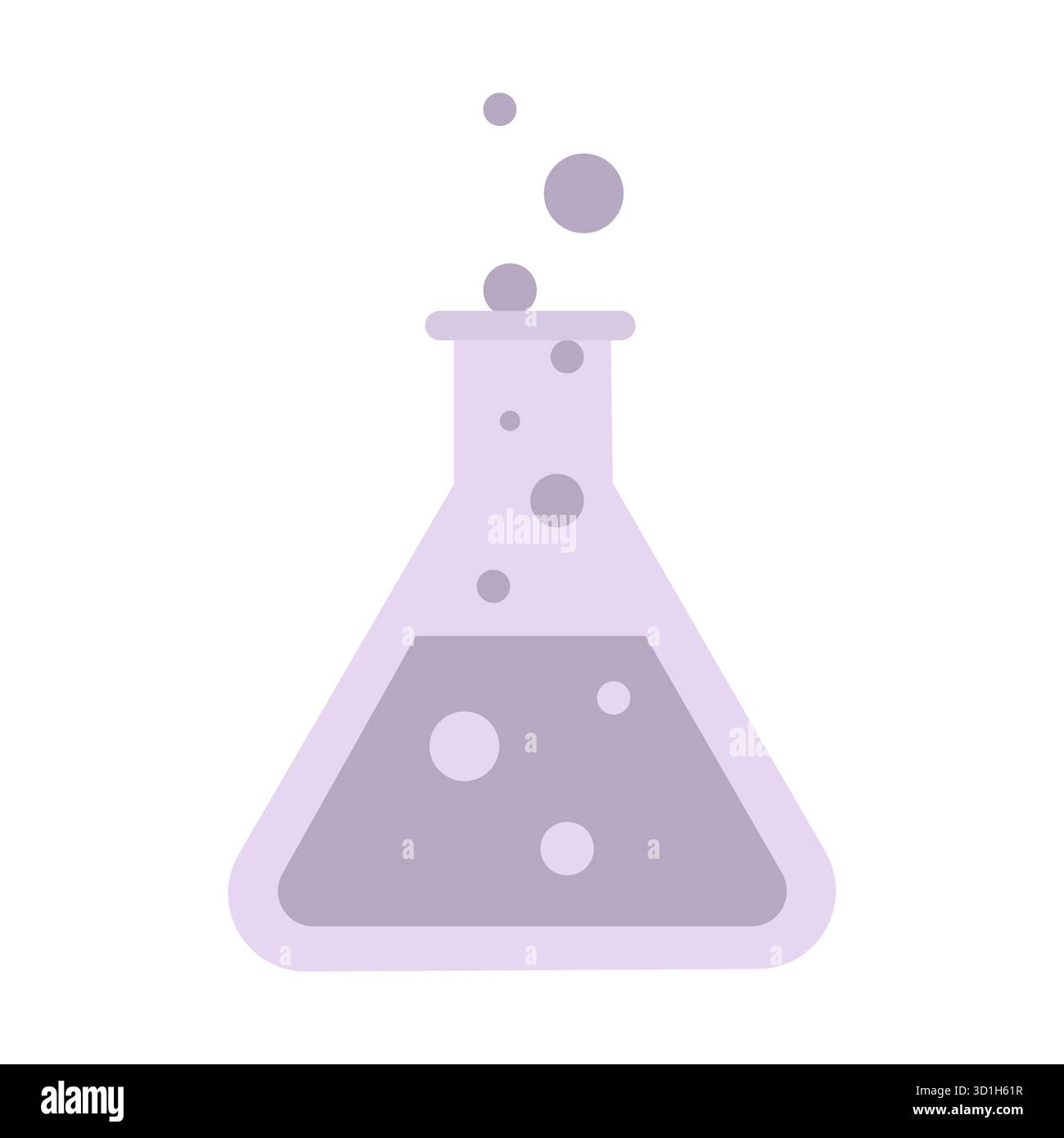 Erlenmeyer flask purple. Bubbling liquid chemistry. Science experiment ...