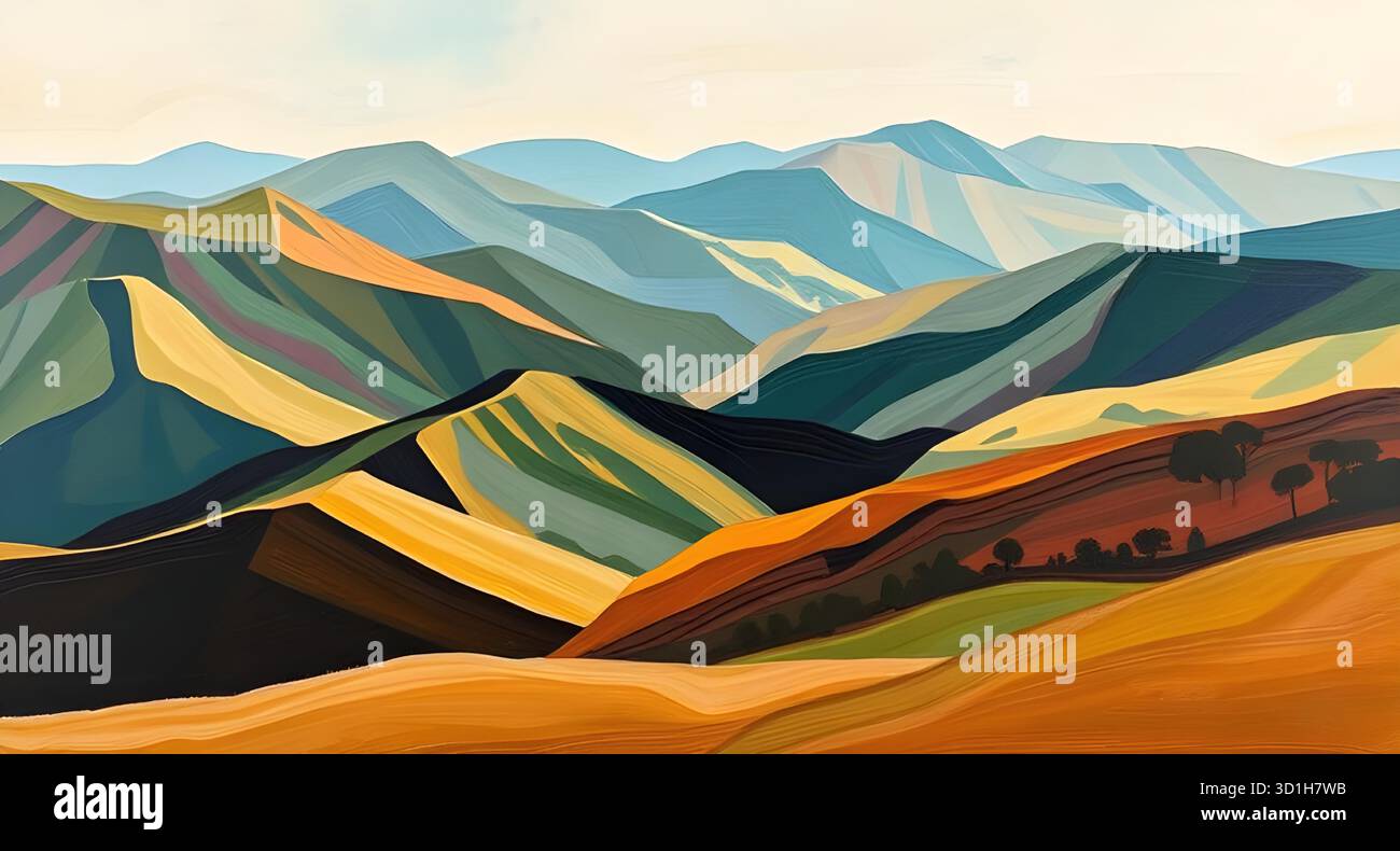 mountain, oil painting, art, landscape, nature, scenery, hills, sky ...